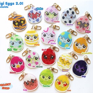 Digi Egg - Digitama Tamogatchi Acrylic Charm Keychains (double-sided ...