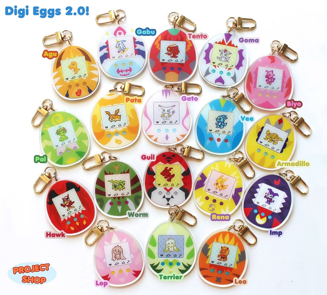 Digi Egg - Digitama Tamogatchi Acrylic Charm Keychains (double-sided ...