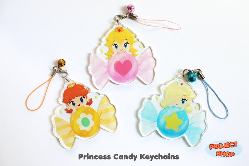 Princess Peach Daisy Rosalina Candy Acrylic Keychains - Etsy