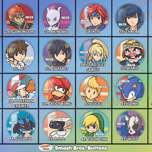 Super Smash Bros. Ultimate Main Fighter Buttons - Etsy