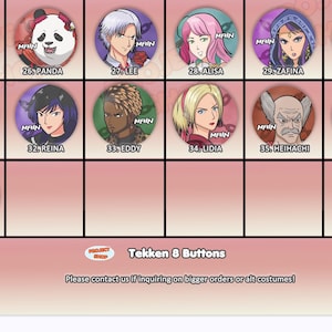 Tekken 8 Main Character Fighter Buttons - Etsy