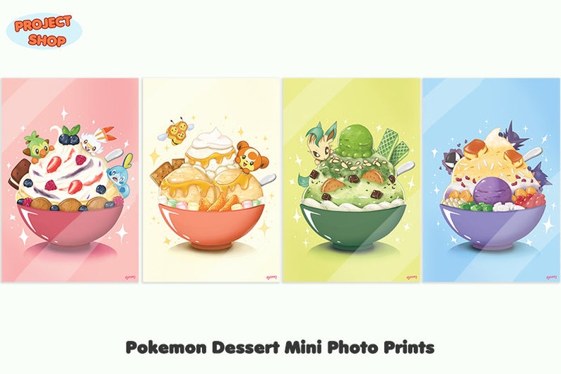 Pokemon Dessert Ice Cream Mini Prints | Etsy