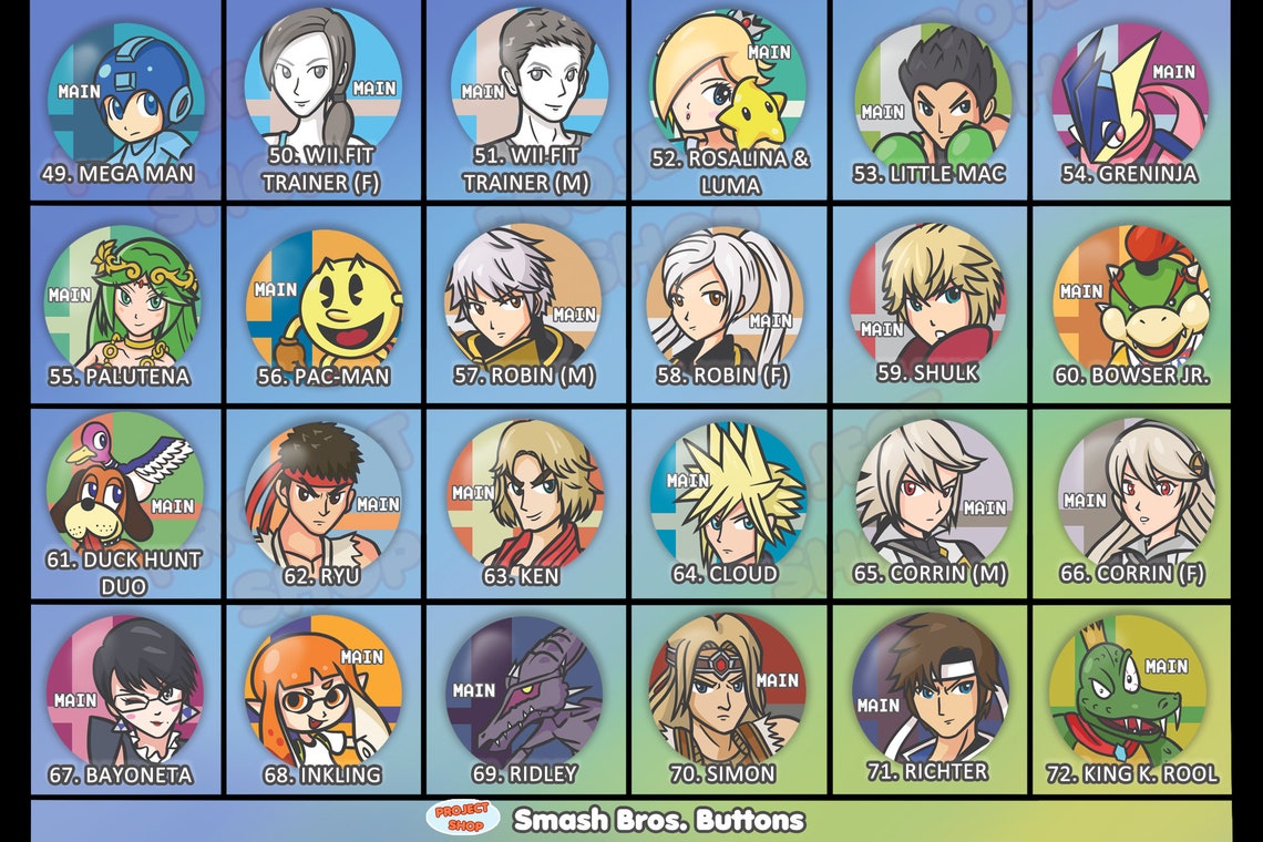 Super Smash Bros. Ultimate Main Fighter Buttons - Etsy
