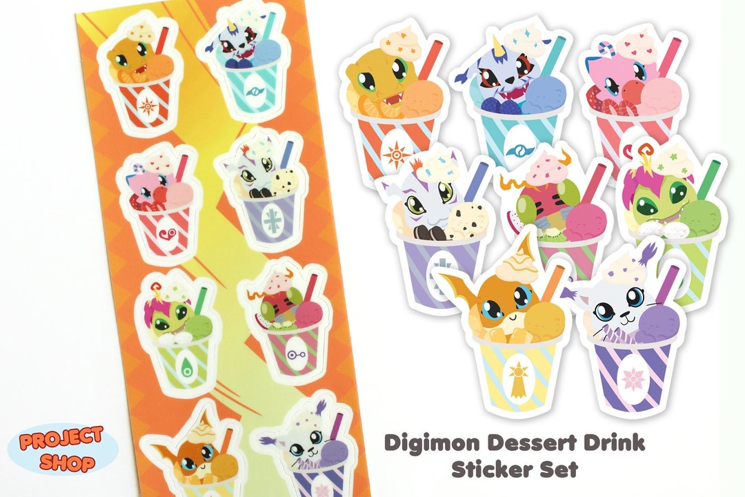 Digimon Dessert Drink Sticker Set - Etsy