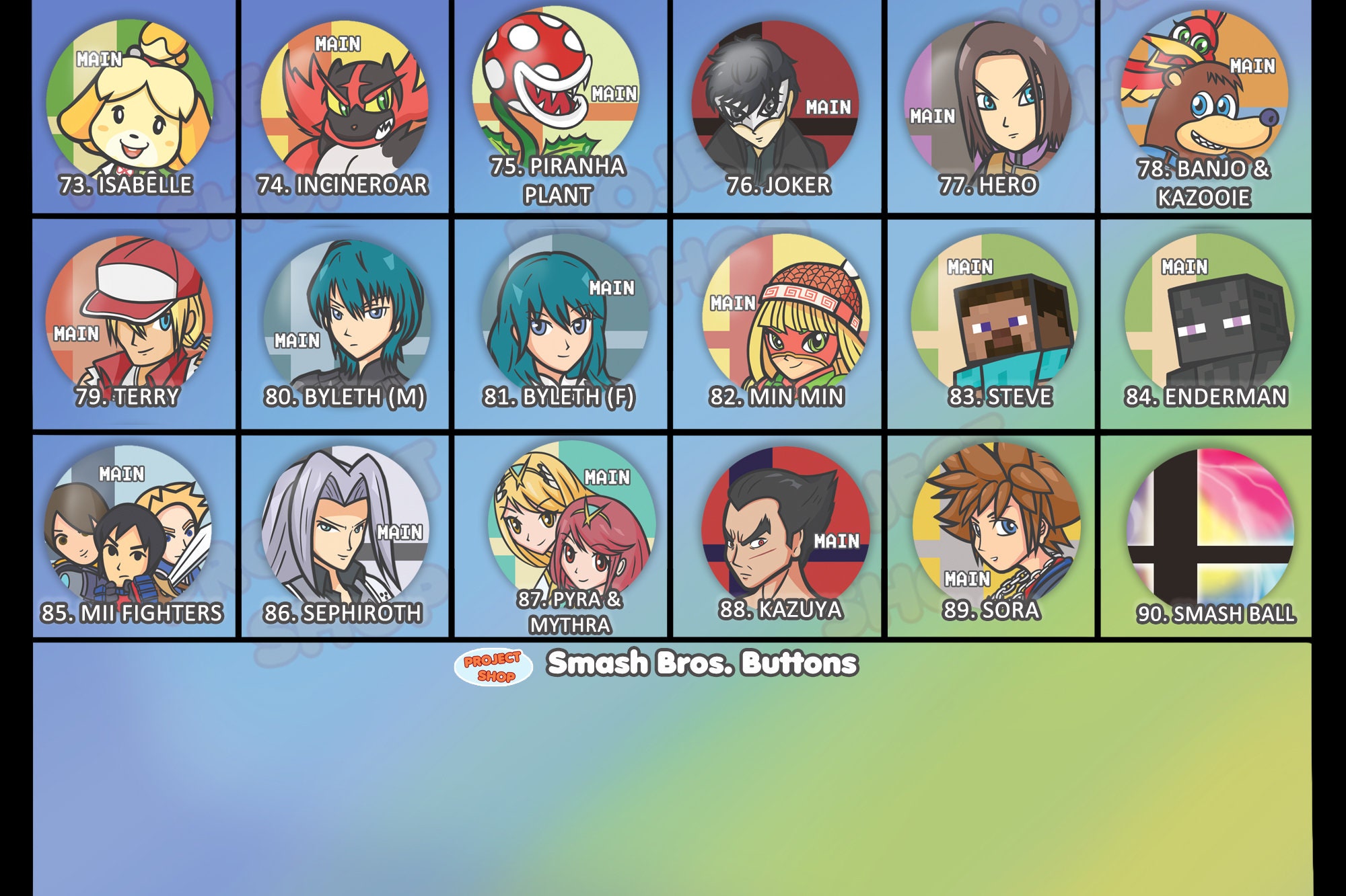 Super Smash Bros. Ultimate Main Fighter Buttons - Etsy