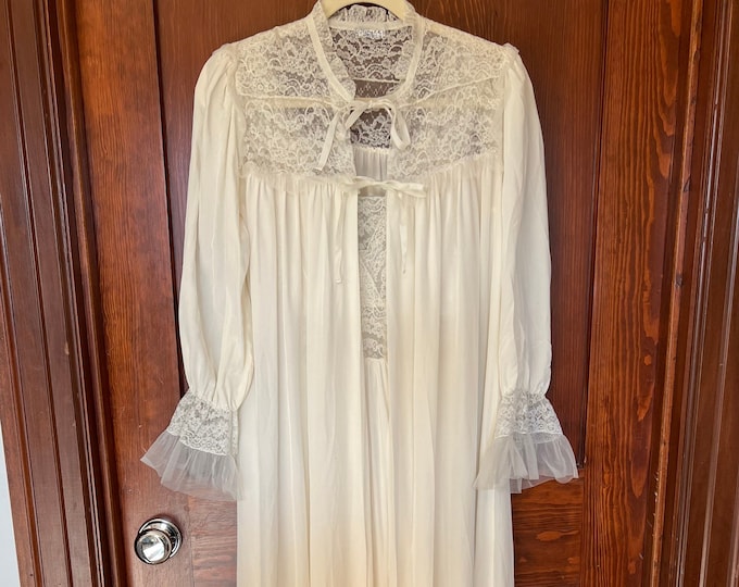 Vintage Tranel Lace Nightgown and Robe Set, Retro Peignoir Lingerie ...