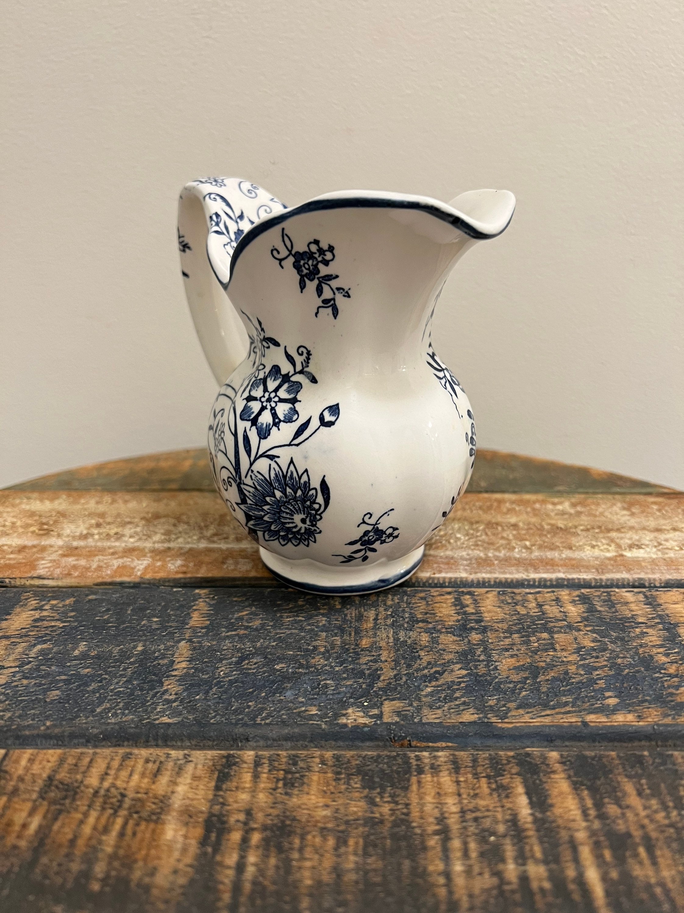 Antique Style Home Provincial Blue and White Pitcher Enesco Japan ...