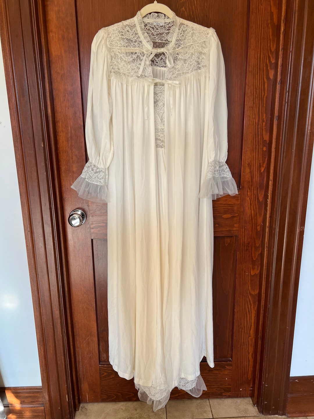 Vintage Tranel Lace Nightgown and Robe Set, Retro Peignoir Lingerie ...
