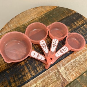 Vintage Clear Pink Measuring Cups Set of 4, Baking Kitchen Accessories ...