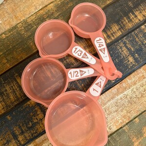 Vintage Clear Pink Measuring Cups Set of 4, Baking Kitchen Accessories ...