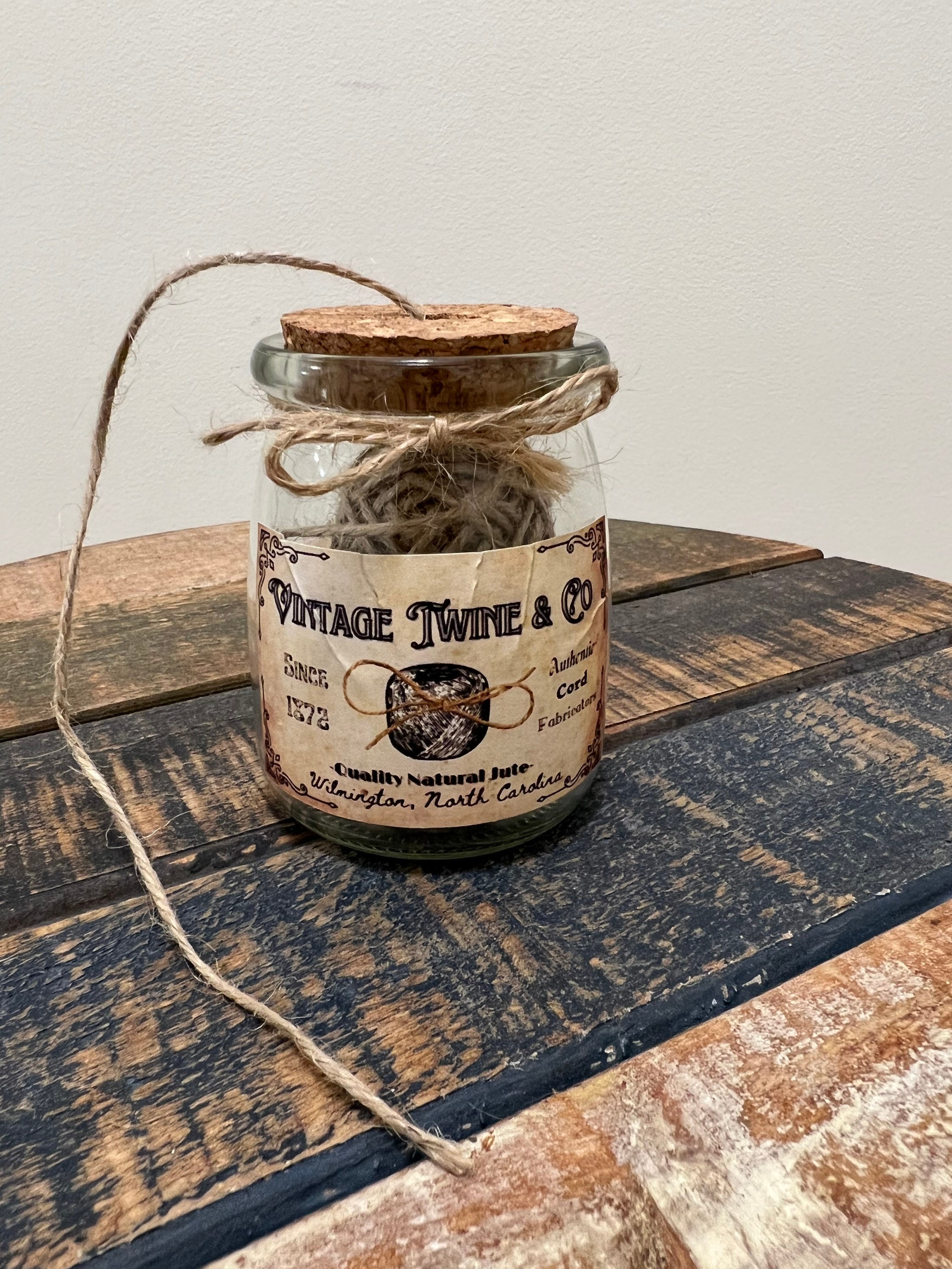 Vintage Twine Jar, Rustic Natural Jute in Glass Yogurt Container ...