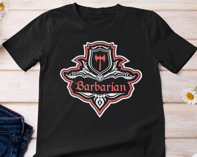Custom D&D Barbarian T Shirt, Personalized Dungeons and Dragons Unisex ...