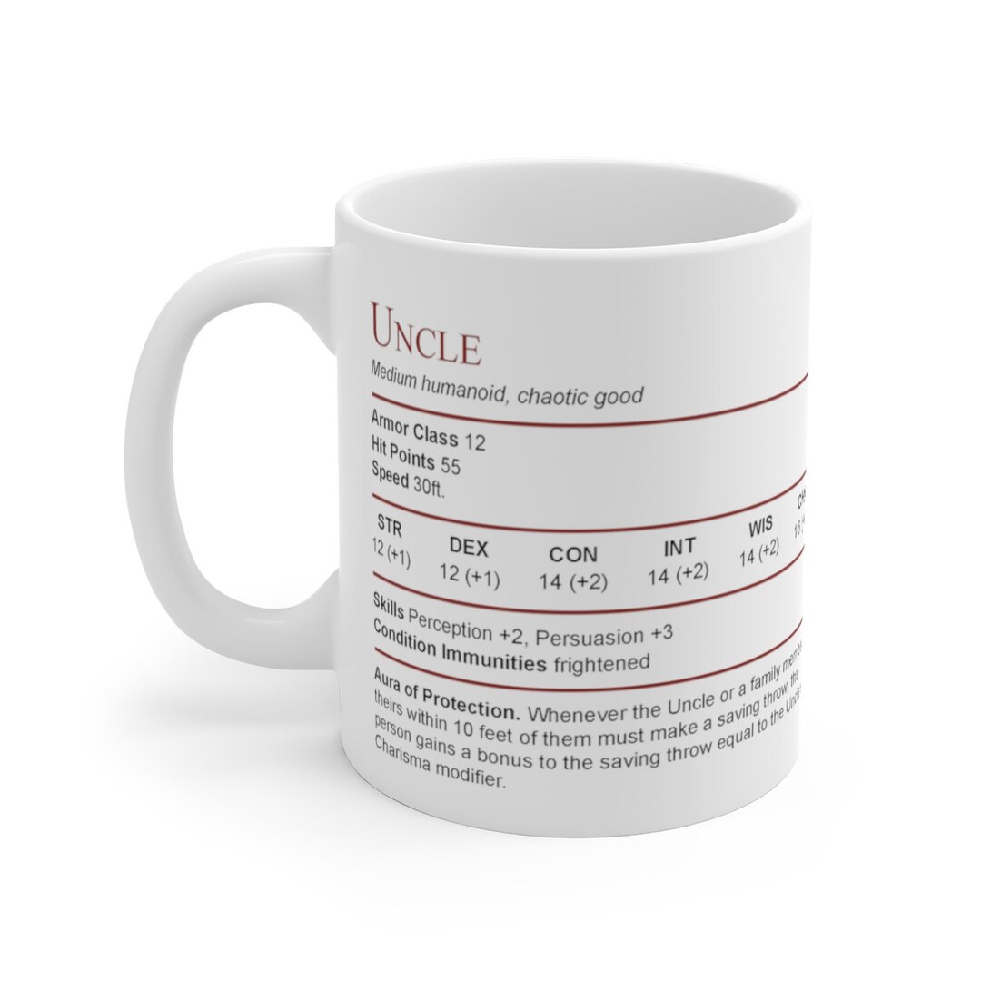 D&D Uncle Stat Block Mug | Dungeons and Dragons Gift - Etsy