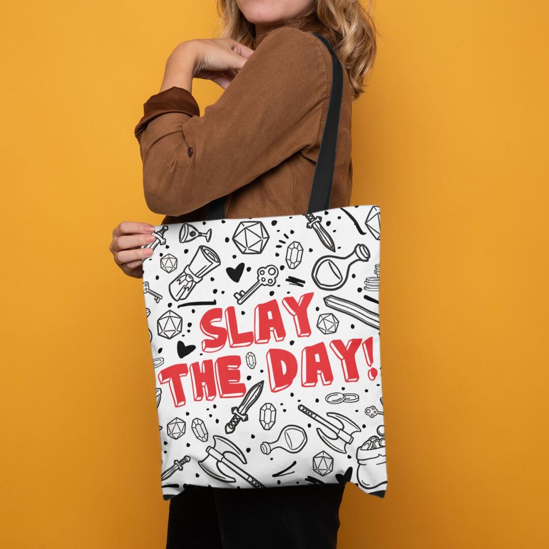 Slay the Day Dnd Tote Bag | Dungeons & Dragons Tote Bag - Etsy