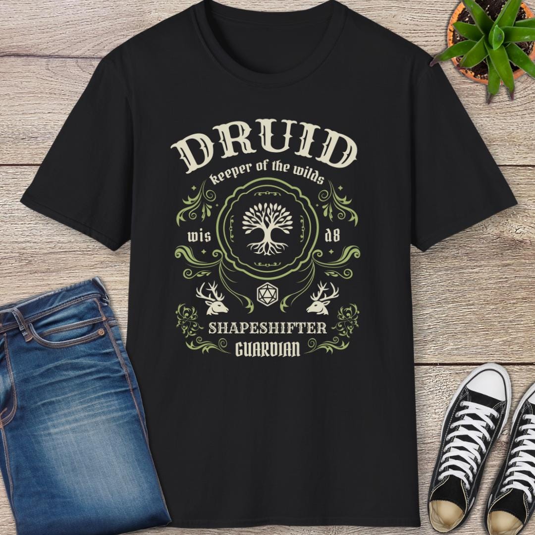 Druid Class Dnd Shirt - Vintage Label Style Dungeons & Dragons Tee - Etsy