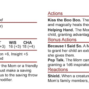 D&D Mom Stat Block Mug, Dnd Mom Gift, Gift for Mother's Day, Dungeons ...