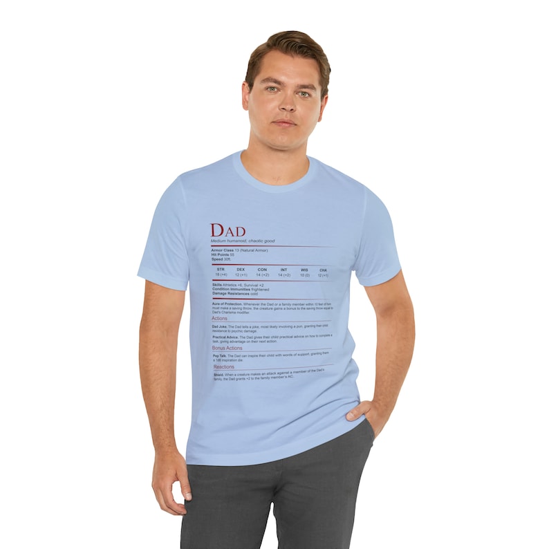 Dnd Dad Stat Block T-shirt, Dungeons and Dragons Father's Day Gift - Etsy