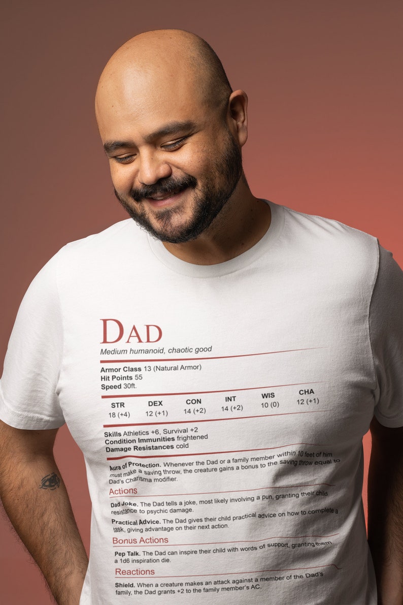 Dnd Dad Stat Block T-shirt, Dungeons and Dragons Father's Day Gift - Etsy