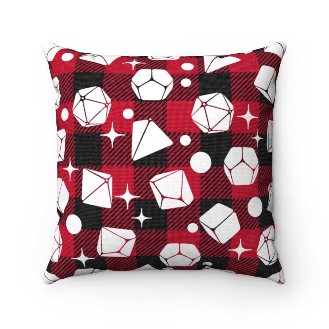 D&D Christmas Pillow With Plaid Dice Pattern Dungeons and Dragons ...