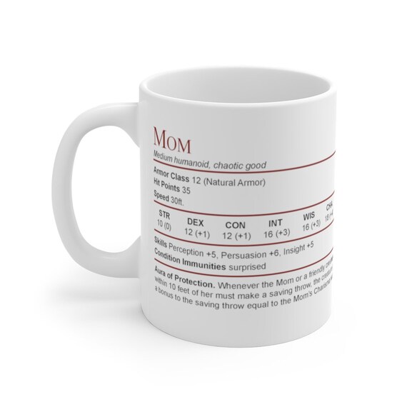 D&D Mom Stat Block Mug Gift for Mother's Day Dungeons - Etsy