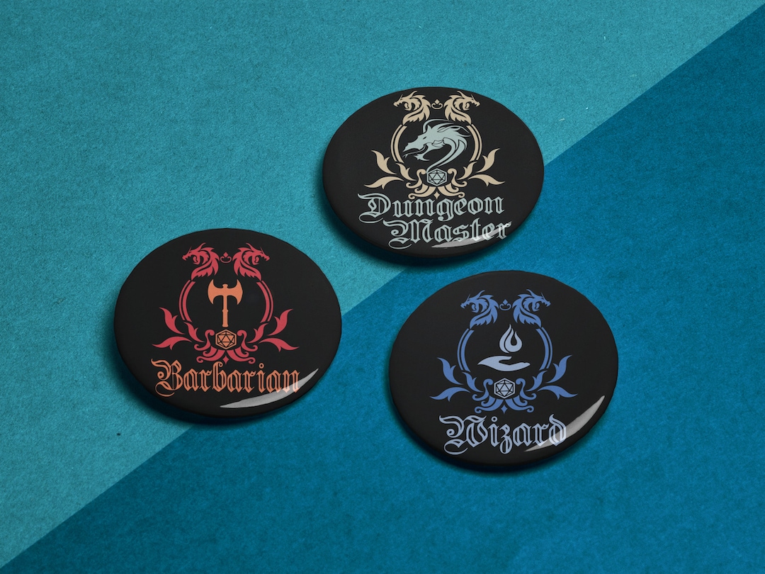 D&D Class Pin Buttons ALL CLASSES | Dungeons and Dragons Pin - Etsy