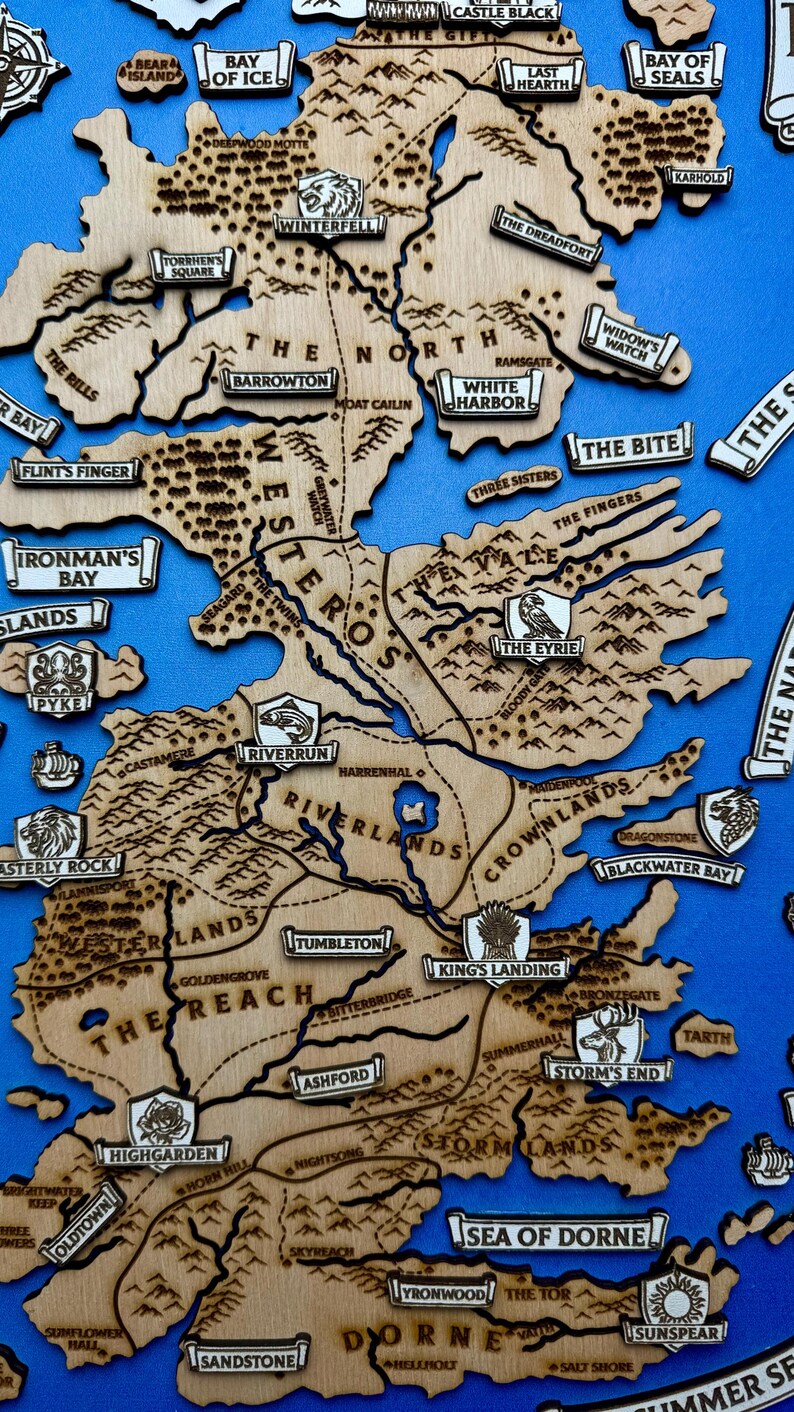 Wooden 3D Westeros Map – A Song of Ice and Fire | Game of Thrones Wall ...