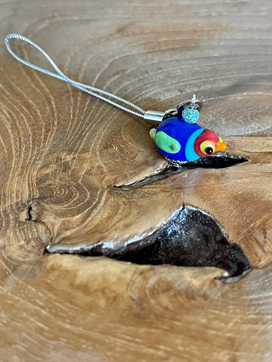 Adorbs Glass Lampwork Handmade Bird Keychain - Etsy UK