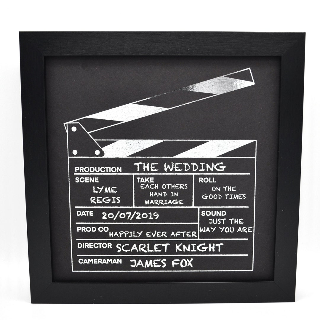 Personalised Clapperboard Foil Print, Wedding Gift, Anniversary Gift ...