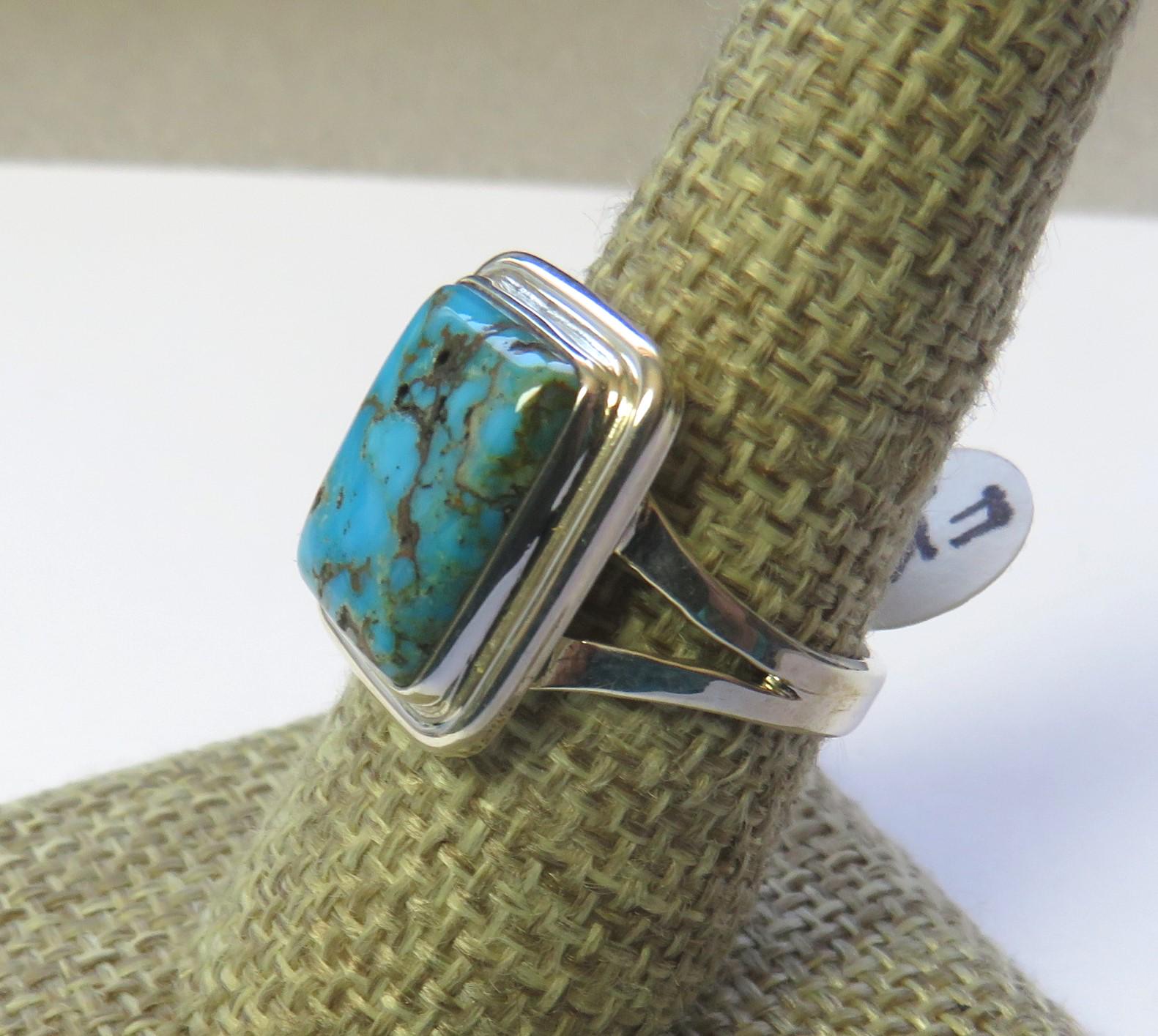 Natural Bisbee Turquoise Sterling Silver Ring Size 9 by George Ramirez ...