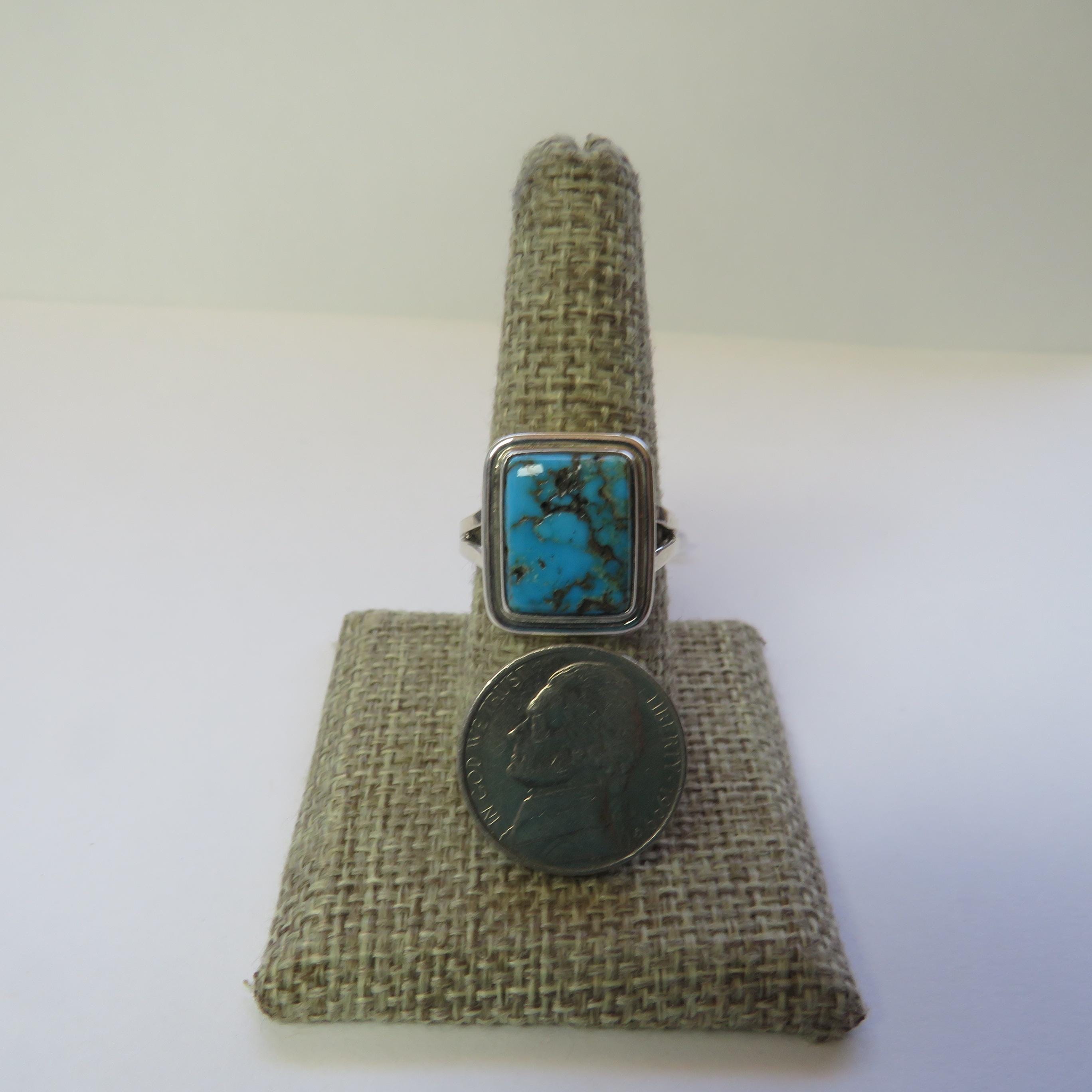 Natural Bisbee Turquoise Sterling Silver Ring Size 9 by George Ramirez ...