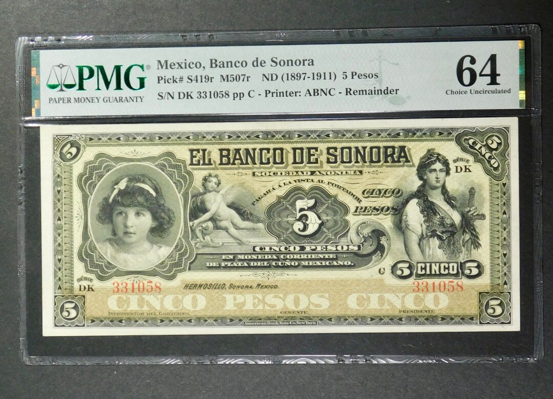 1897-1911 ND 5 Pesos Banco De Sonora Remainder Note. - Etsy