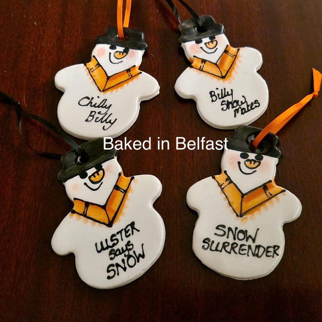 Set of 4 Orange Ordee Hanging Snowman Christmas Decoration Decorations ...