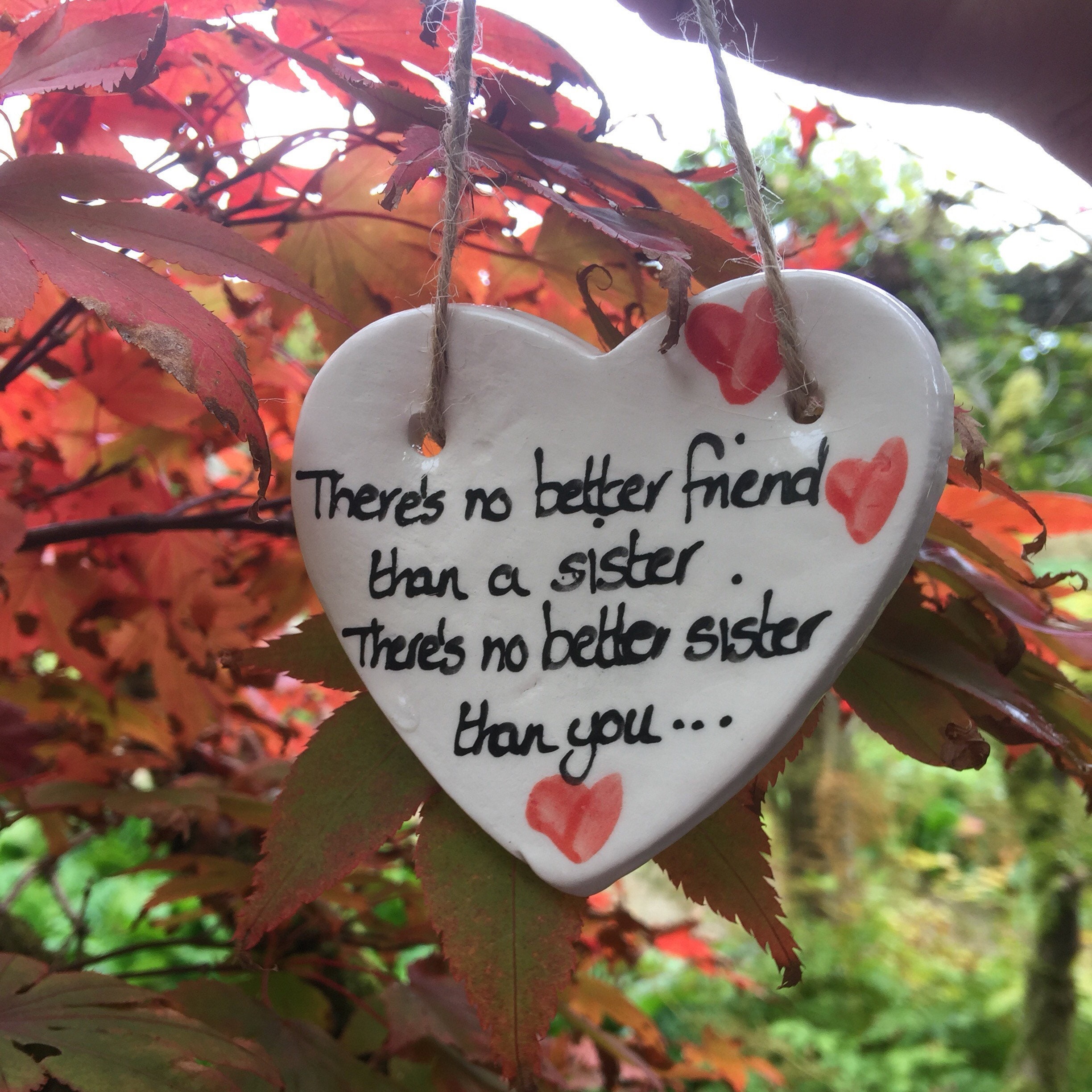 Sister Heart. Great Gift for Sisters Handmade Ceramic Hanging Sign ...