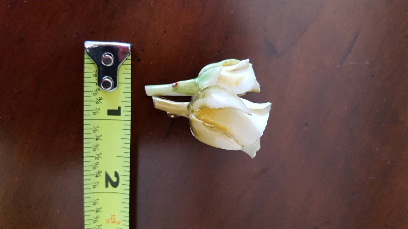 Vintage Handmade Hand Painted Signed Ceramic Yellow Rosebuds | Etsy