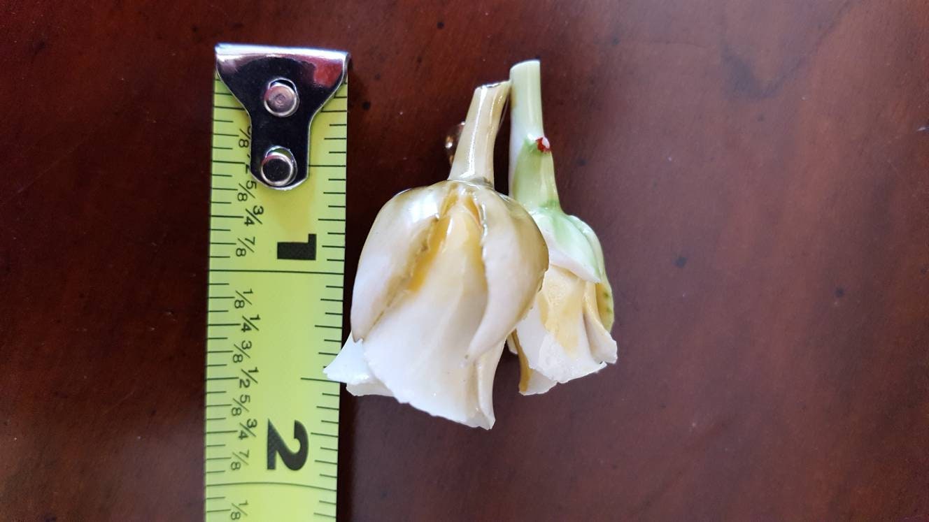 Vintage Handmade Hand Painted Signed Ceramic Yellow Rosebuds | Etsy