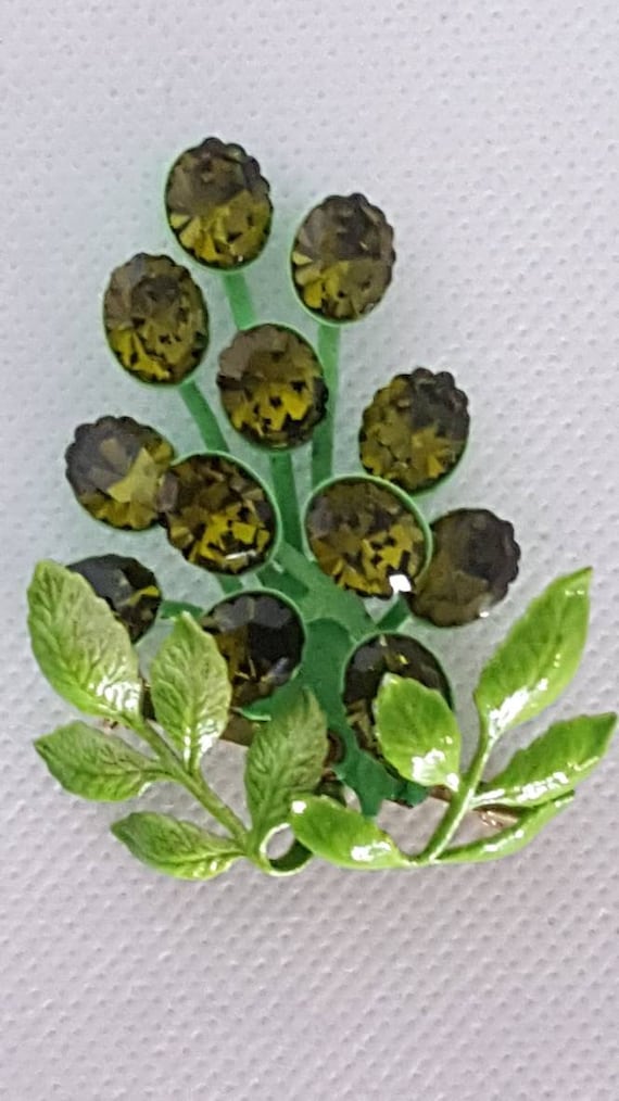 Vintage Olive Chartreuse Green Lime Green Rhinestones… - Gem