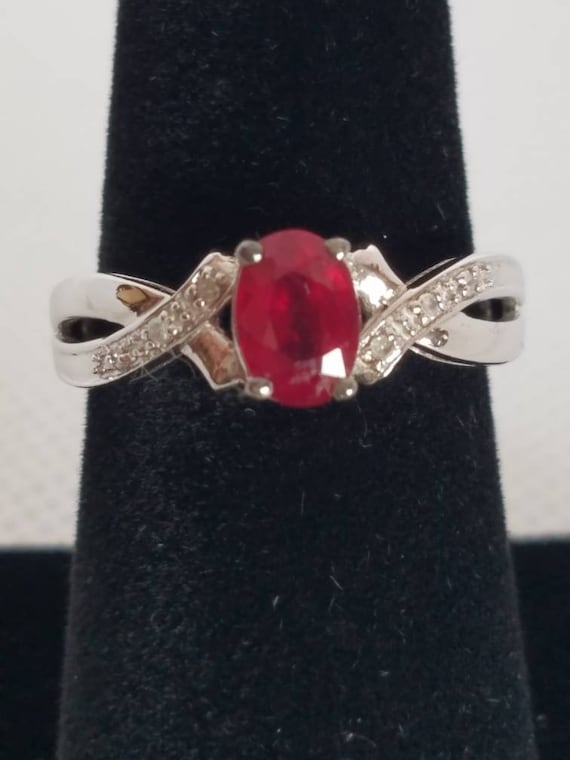 Ruby Ring Genuine Vintage Antique Sterling Silver Ova… - Gem