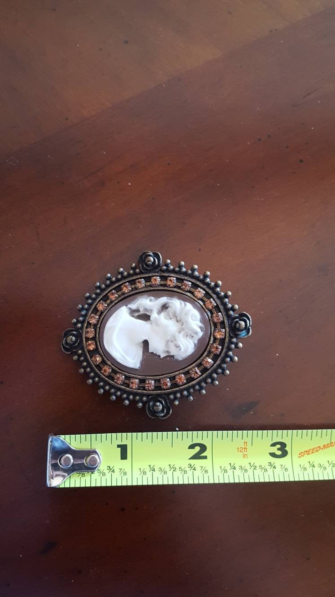 Cameo Vintage 1970s Oval Female Cameo in Acrylic Resin With Antique ...