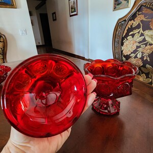 Fostoria Glass Coin Americana Ruby Red Candy Dish With Lid Wedding ...