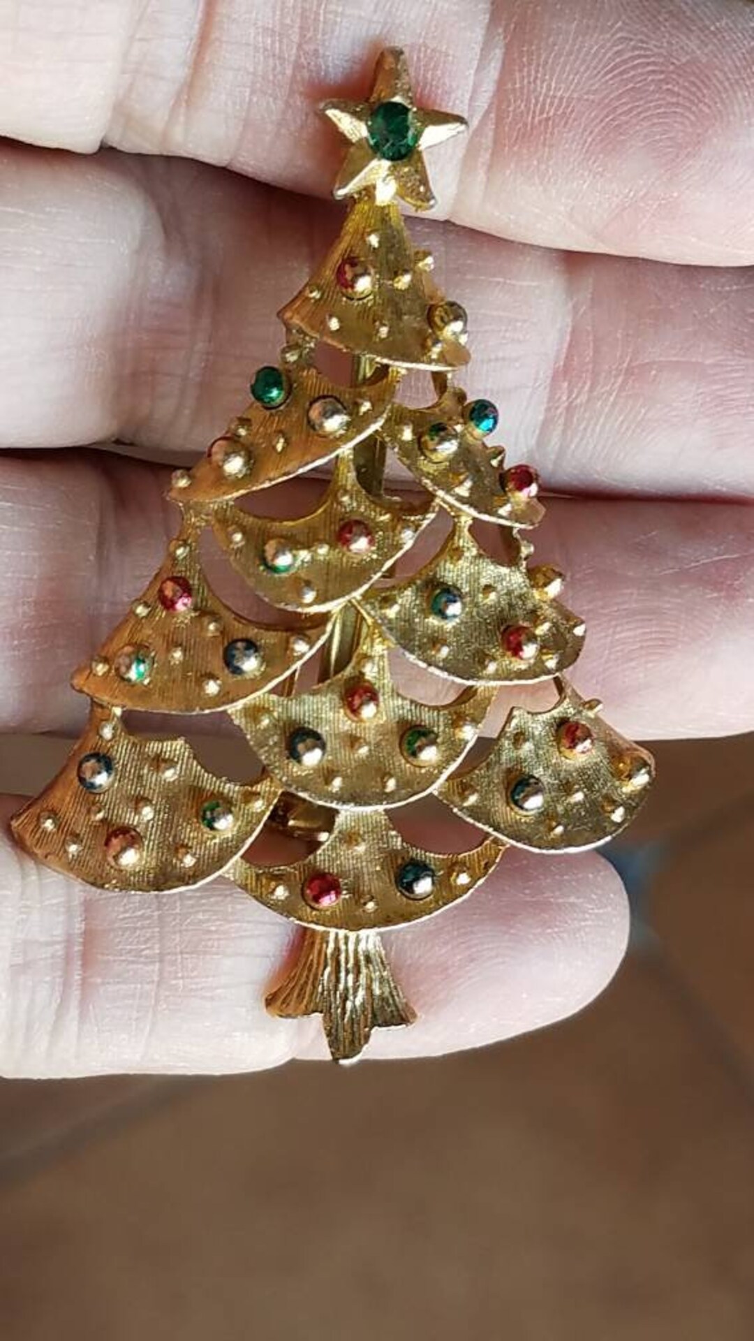 Gerry's Gold Christmas Tree Brooch Pin Vintage - Etsy
