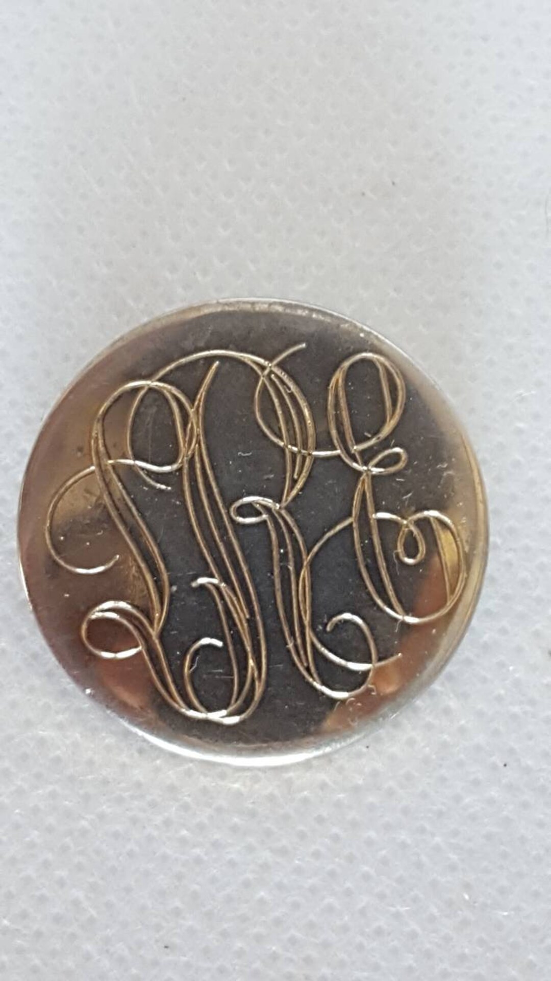 Vintage Gold Silver Tone Round Script LRE Initial Brooch Pin - Etsy