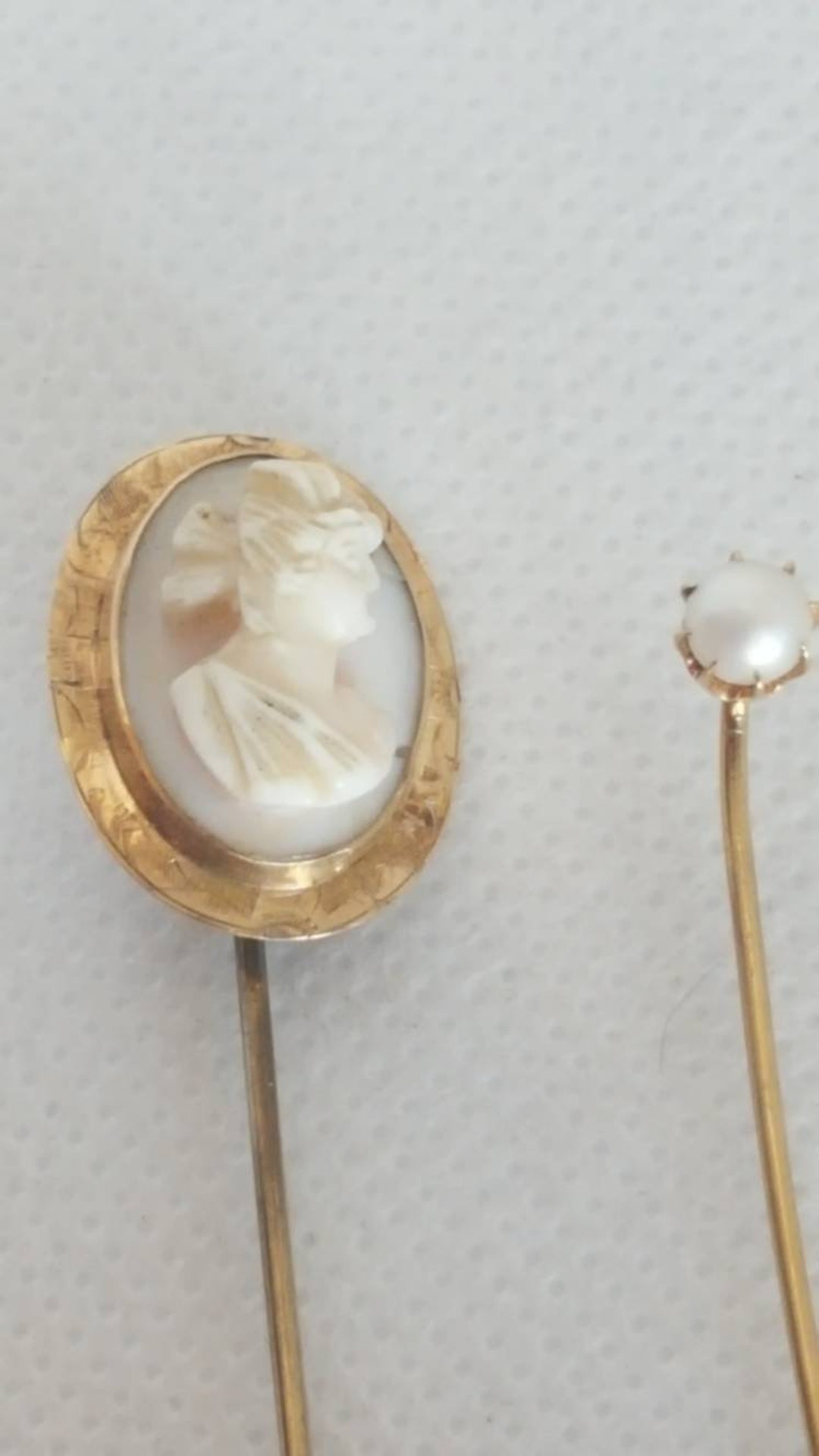 Cameo Antique Stick Pins Rare 1800s 12K Gold Shell Depicting Hera, Wife ...