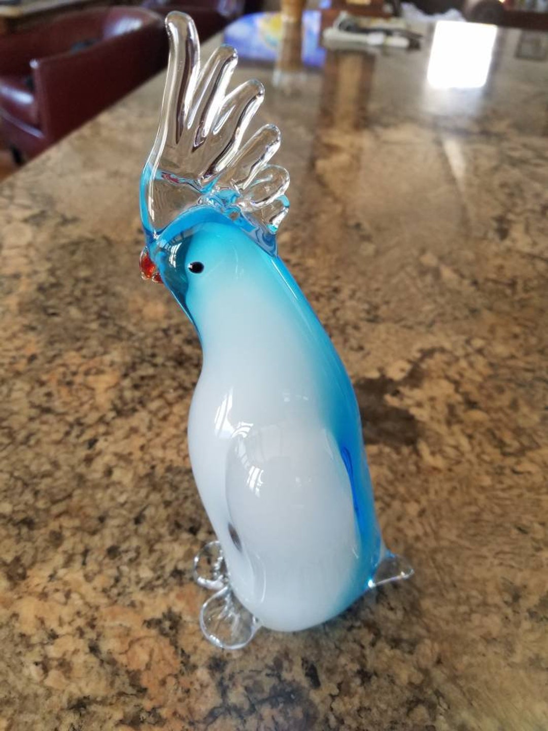Vintage Murano Glass Cockatoo Cockatiel Bird Exotic Birds Blue White ...