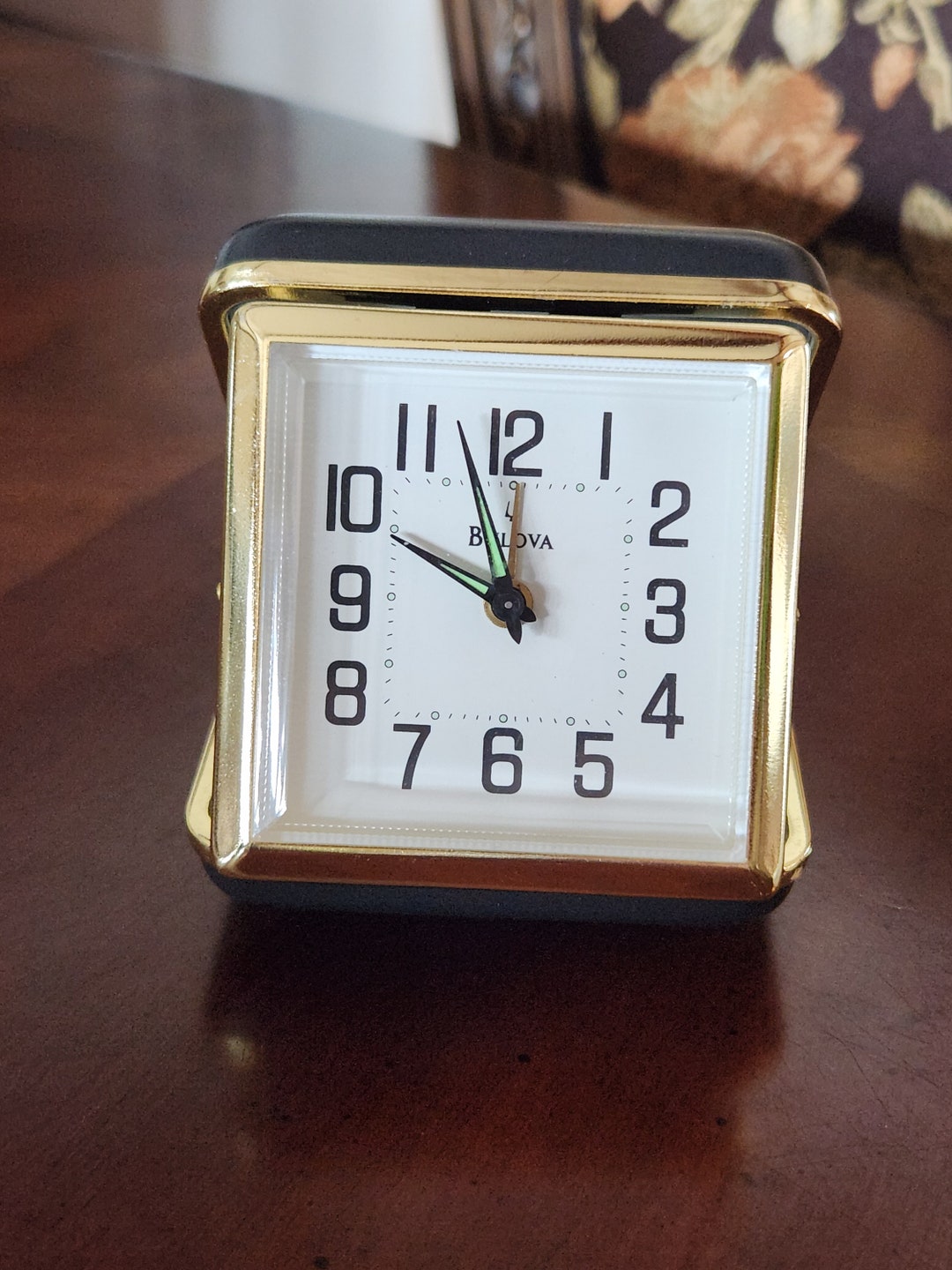 Bulova Travel Alarm Clock Vintage Black Case Gold Excellent - Etsy