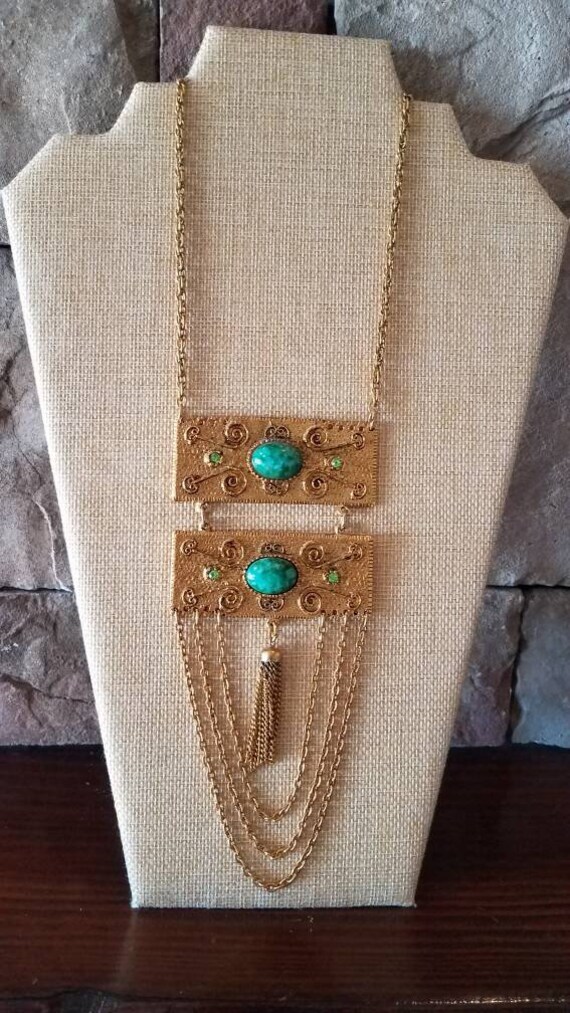 HMS Madeira Gold Tone Faux Turquoise Faux Peridot Egyptian - Etsy