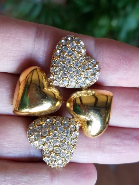 vintage hearts brooch gold - Gem