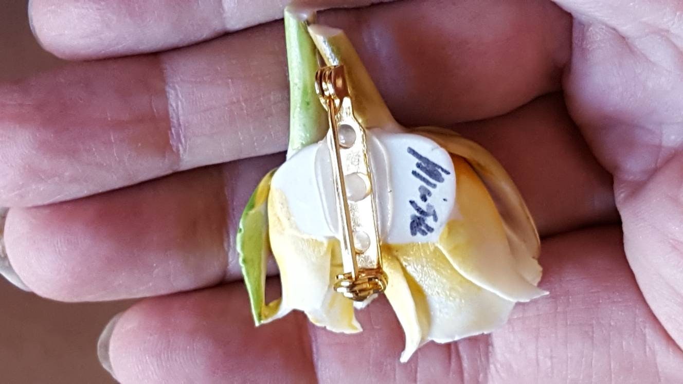 Vintage Handmade Hand Painted Signed Ceramic Yellow Rosebuds | Etsy