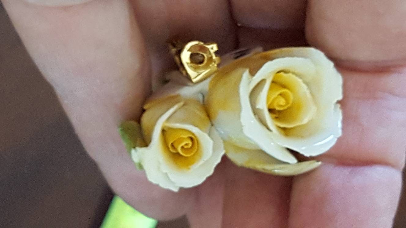 Vintage Handmade Hand Painted Signed Ceramic Yellow Rosebuds | Etsy