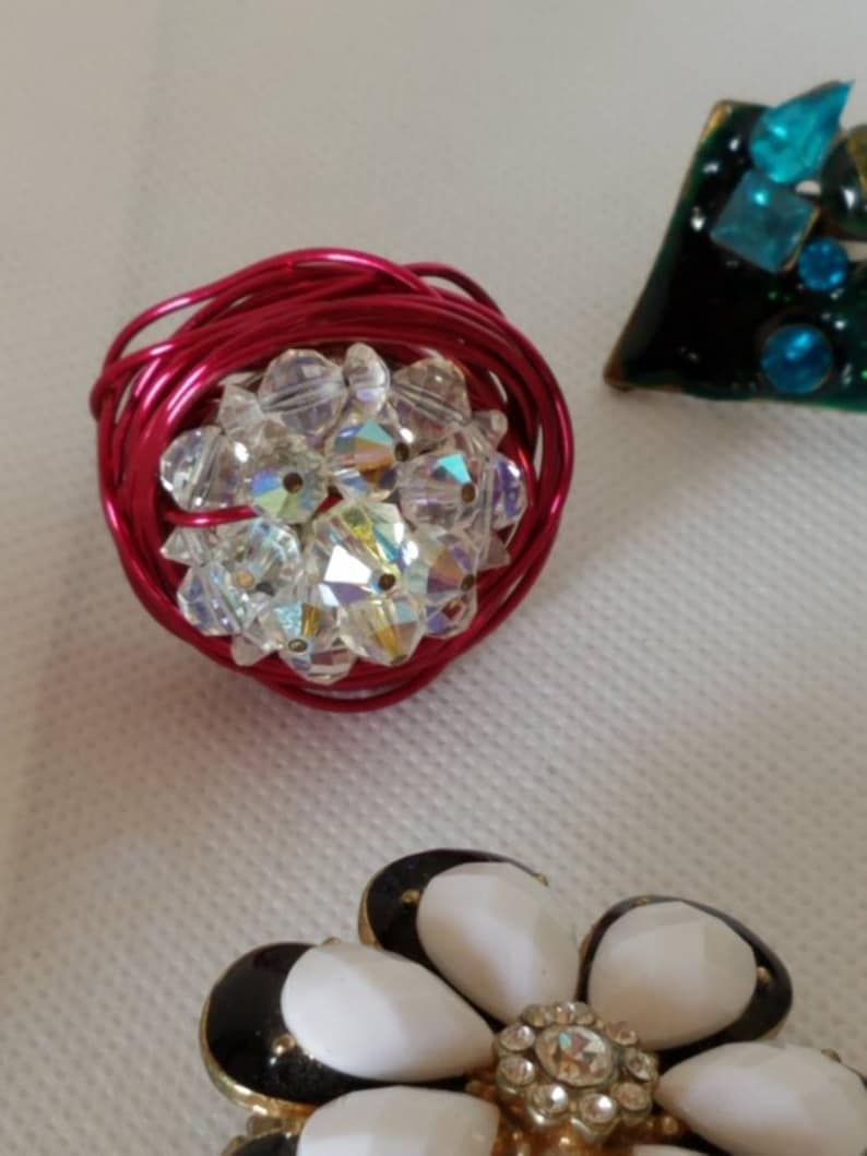 8 Vintage Rings Various Sizes Some Adjustable Stretch Chain Floral Art ...