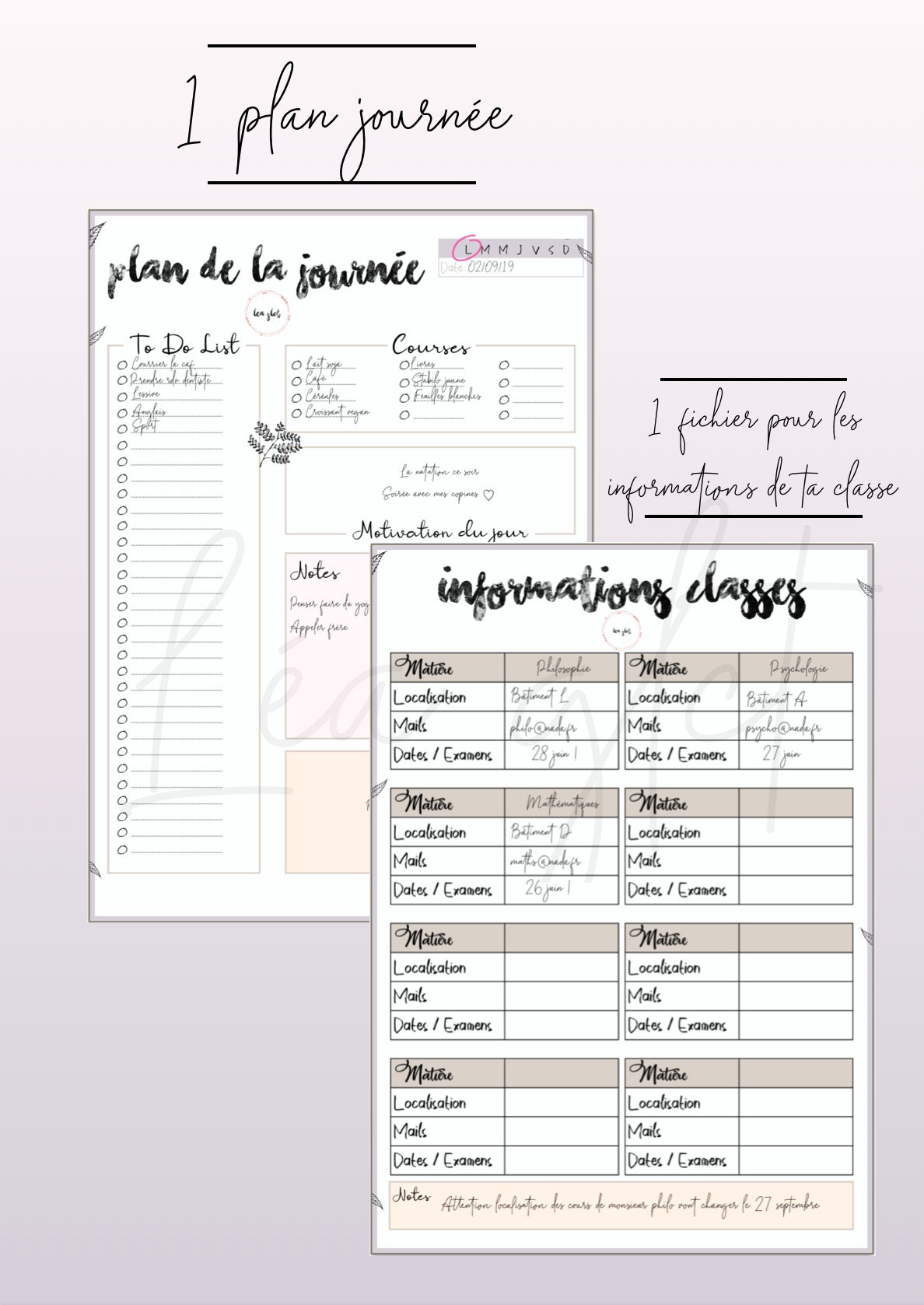 Planificateur pour étudiant, PDF à imprimer, non daté. Format A4, en ...